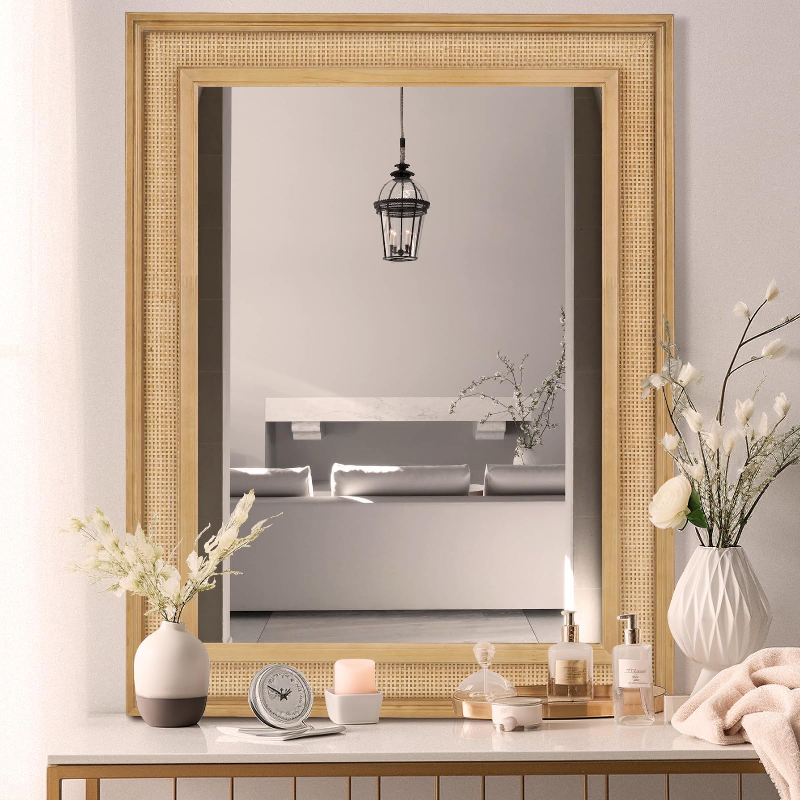 Amazon.com: Kouboo Rectangular Rope Wall Mirror 24 in x 36 in Natural ...