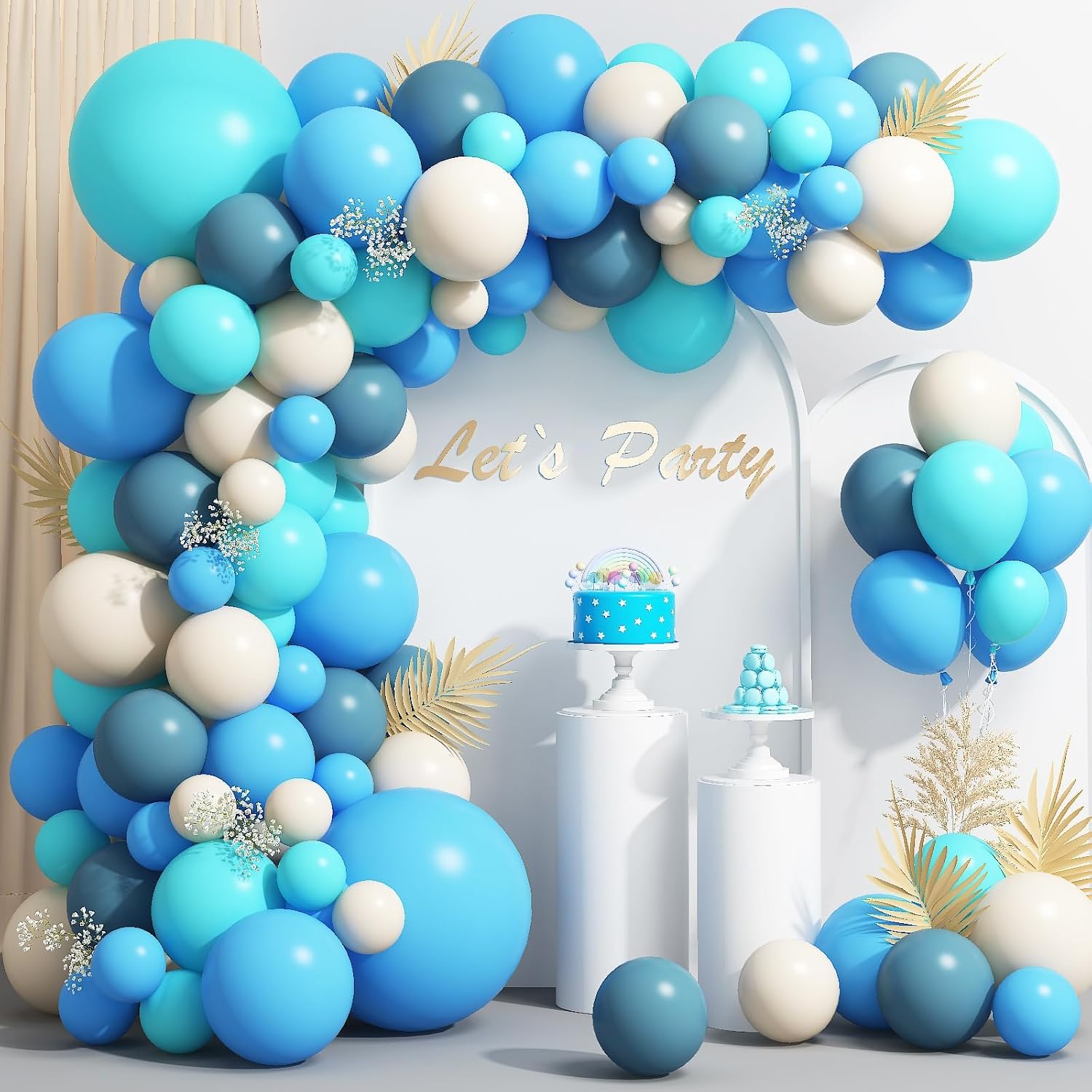 Amazon.com: GRESAHOM Teal Blue Balloon Arch Kit, 107pcs, Round Balloons ...