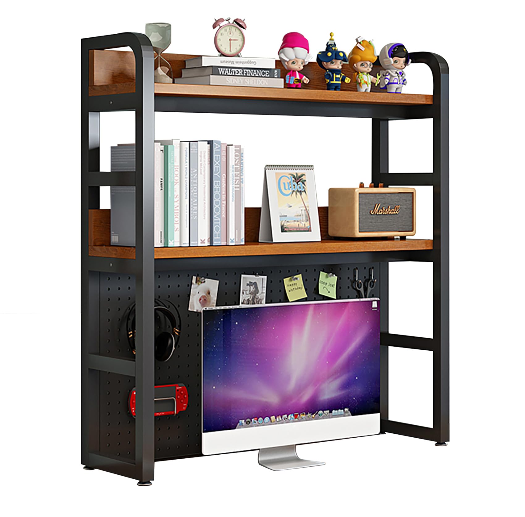 Amazon.com: JUANJUAN 2 Tier Industrial Desktop Bookshelf, Desktop ...