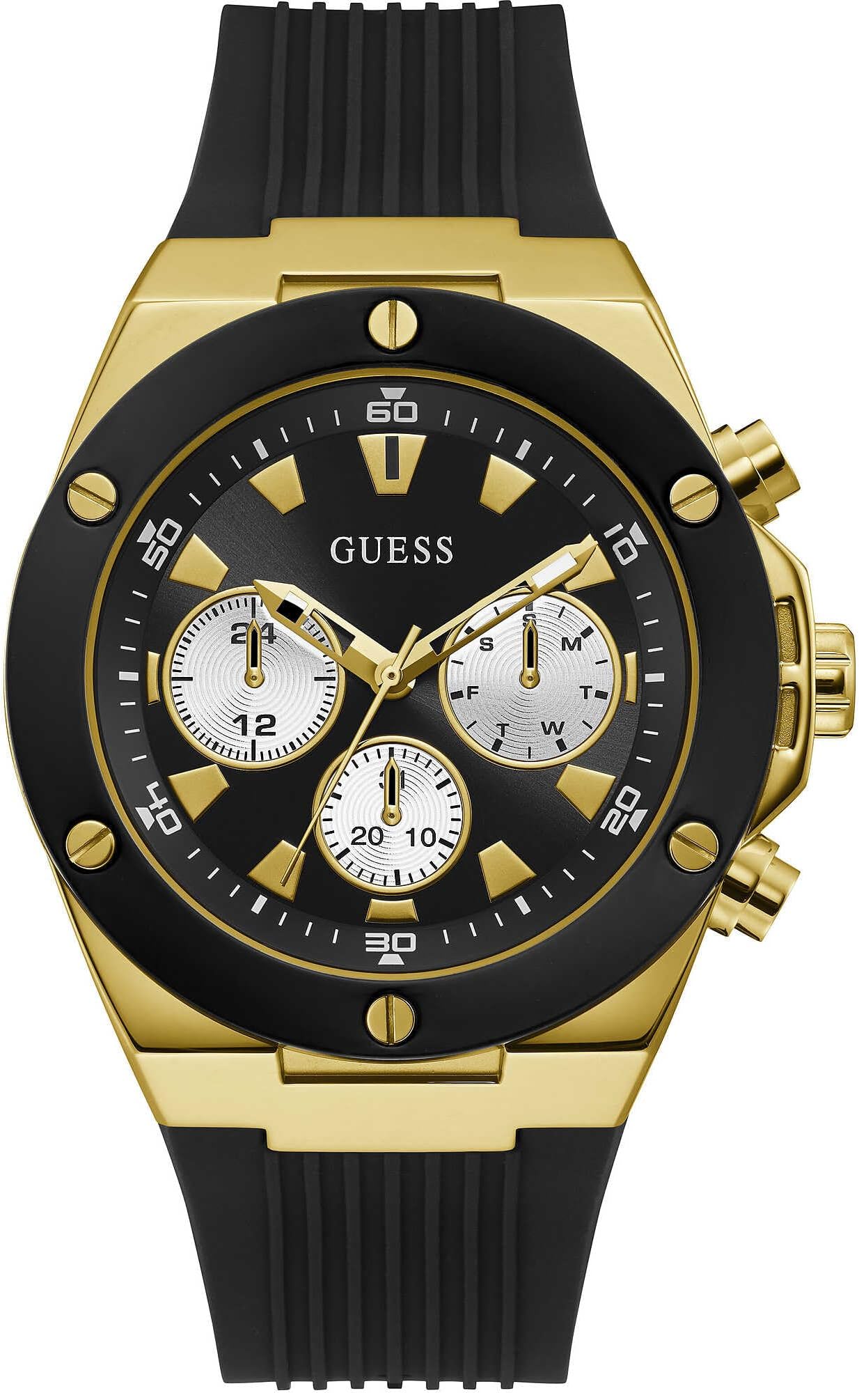 GUESS Men's Quartz Watch with Analog Display and Silicone Strap ...