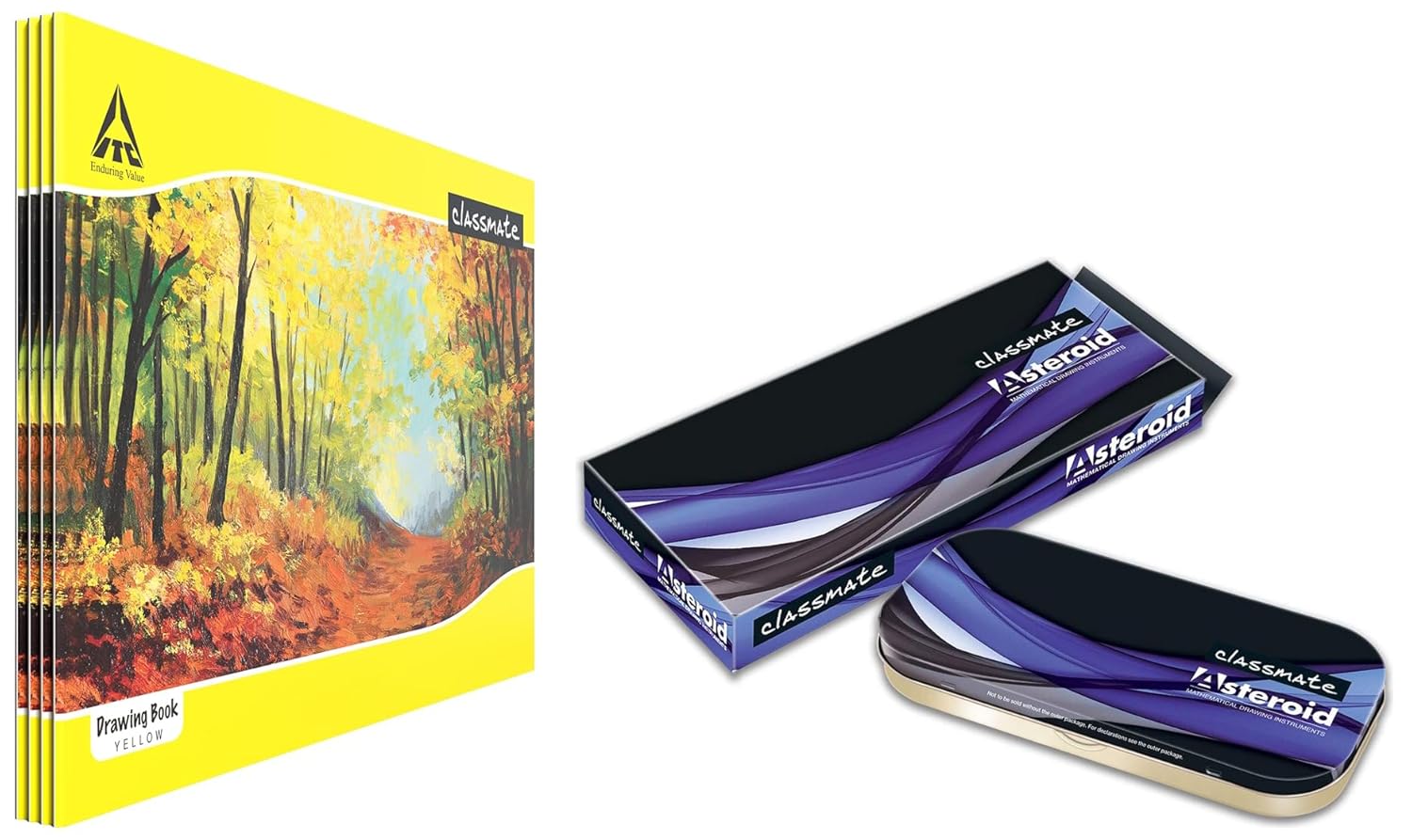 Classmate Asteroid Geometry Box & Classmate Drawing Book - Unruled, 40 ...