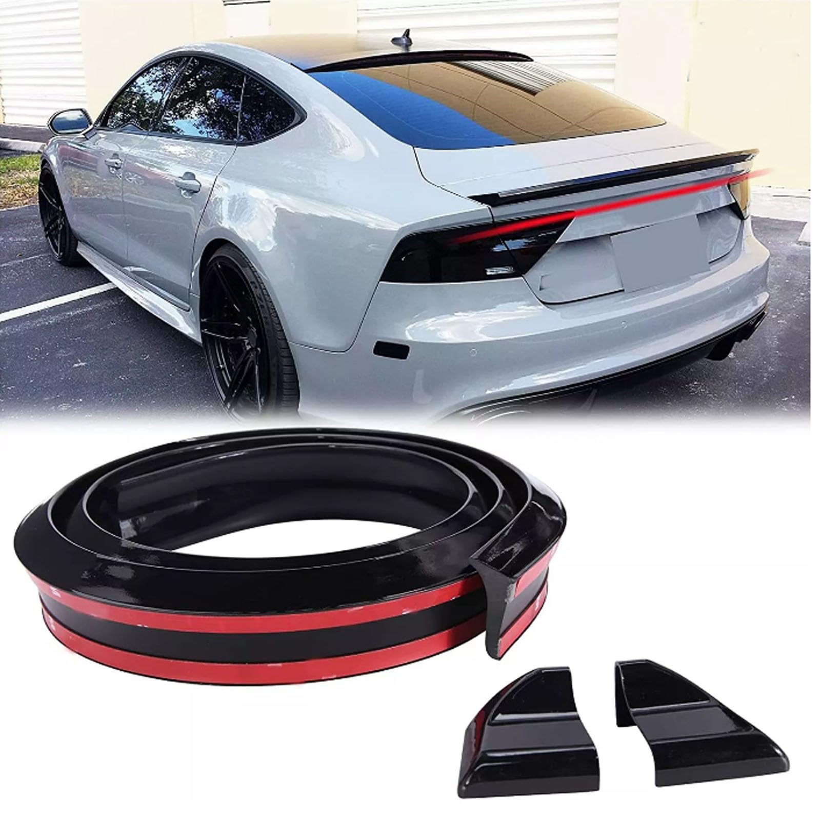 Snapklik.com : Gloss Black Car Trunk Spoiler Lip Kit, 4.9ft/1.5m ...