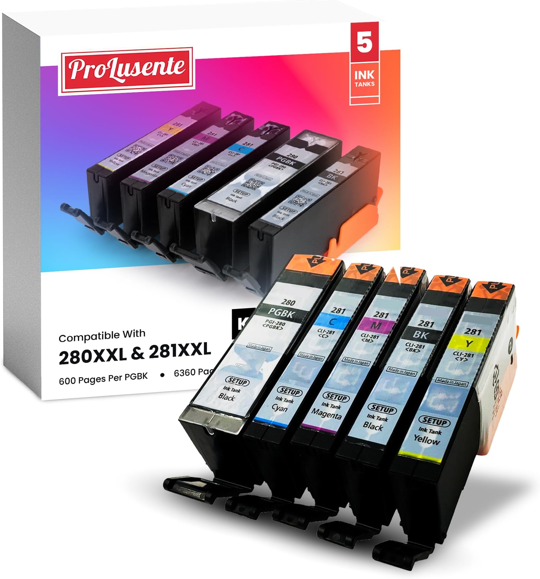 Amazon.com: ProLusente Ink Cartridge Set for Canon PIXMA | Includes 280 ...