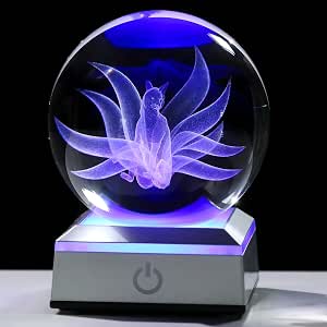 Amazon.com: Ornalrist Foxes Gifts for Women 3D Engraved 3.15in. Crystal ...