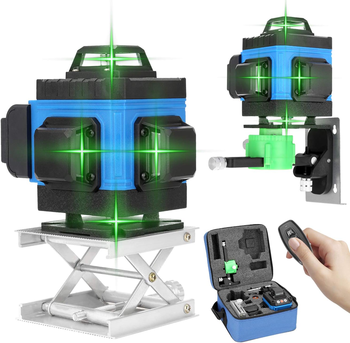 DECTEAM 12 Lines 3x360° Green Laser Level Self-Leveling, 3D Cross Line ...