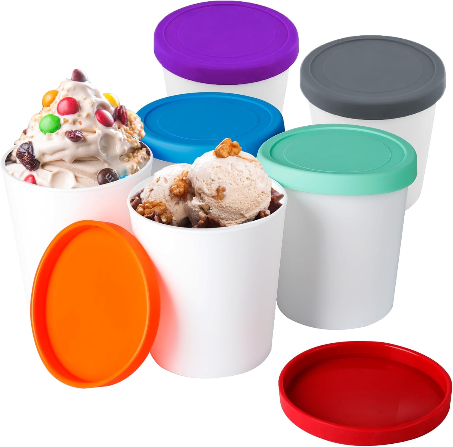 Amazon.com: Mini Homemade Ice Cream Containers - 6 Pack Reusable 8Oz ...