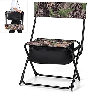 Amazon.com: IRONMAX Hunting Chair, Folding Hunting Stool with Backrest ...