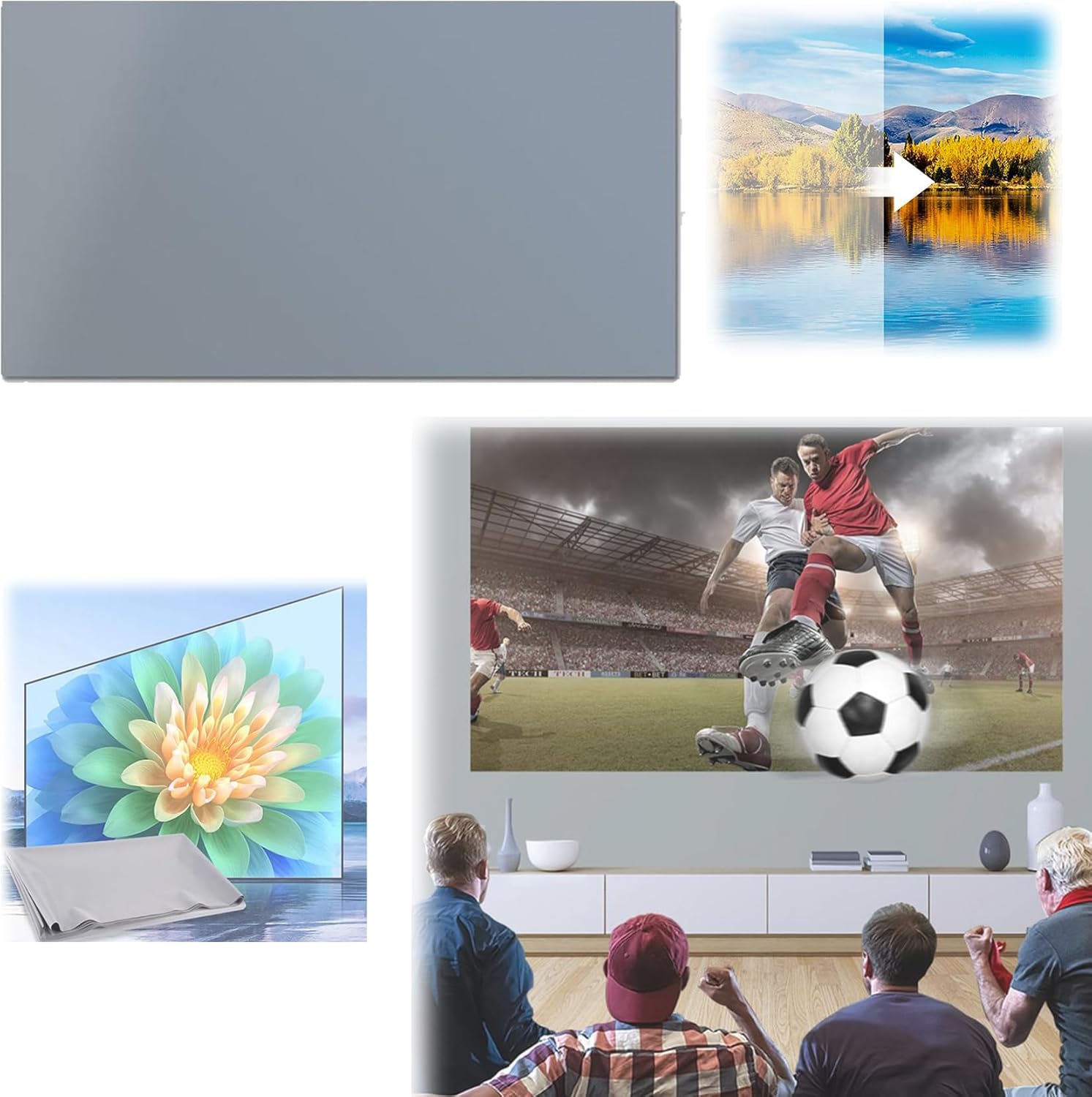 Amazon.com: Portable Projector 4K Anti-Light Folding Screen, Outdoor ...