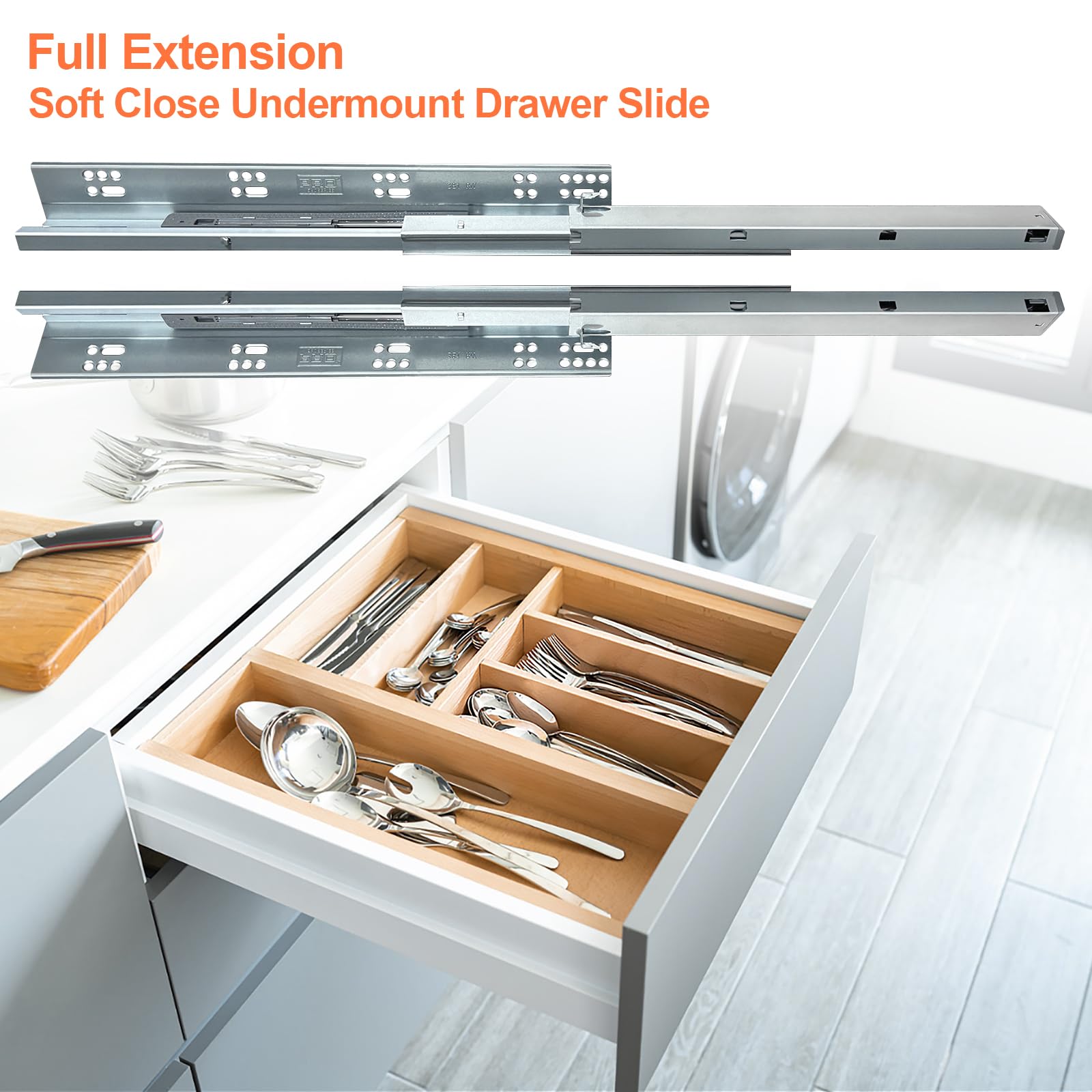 Snapklik.com : 4 Pair 12 Inch Undermount Soft Close Drawer Slides Full ...