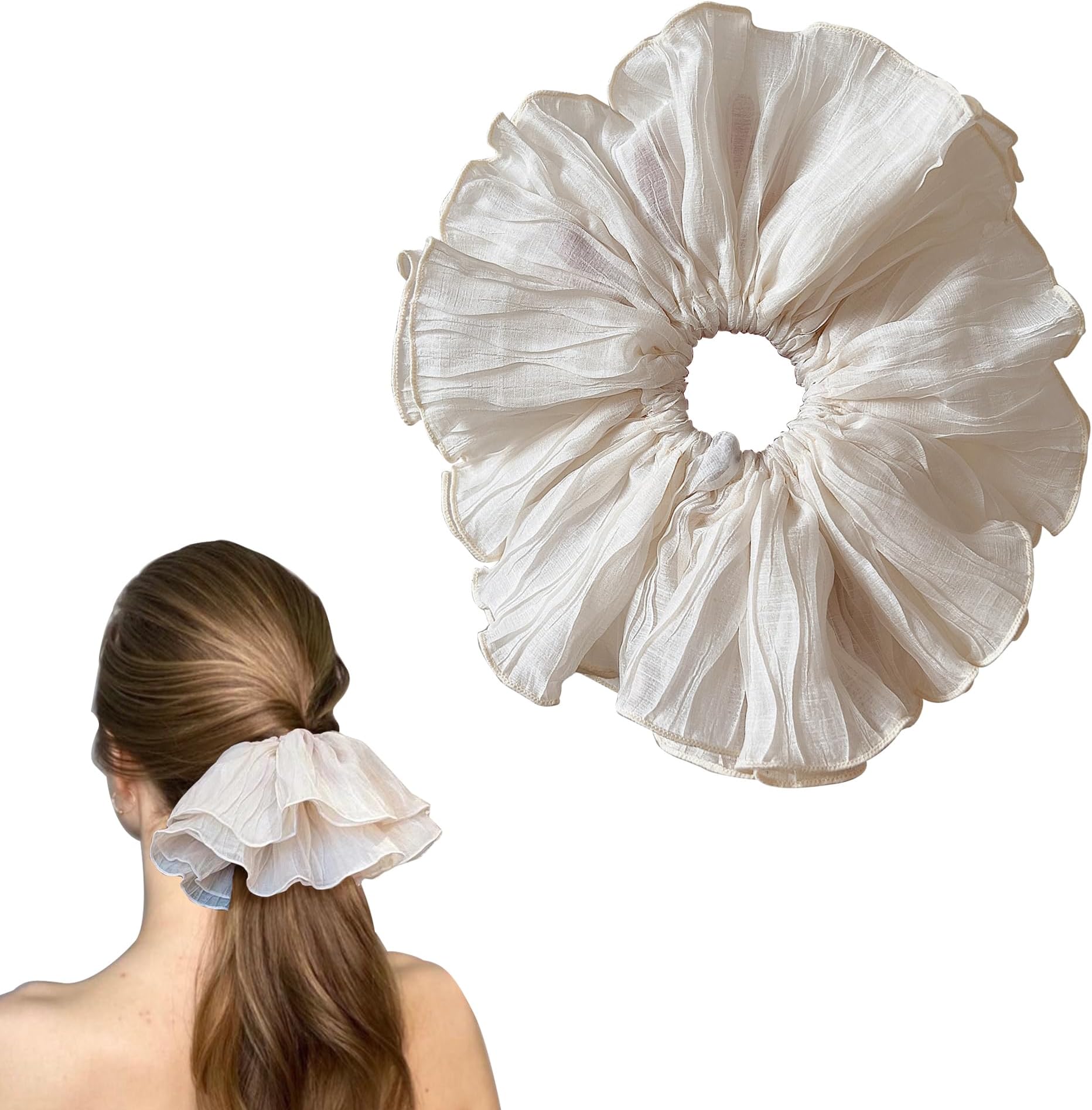 Amazon.com : AEGYPIUS Large Scrunchies for Women, 9 In White Scrunchie ...