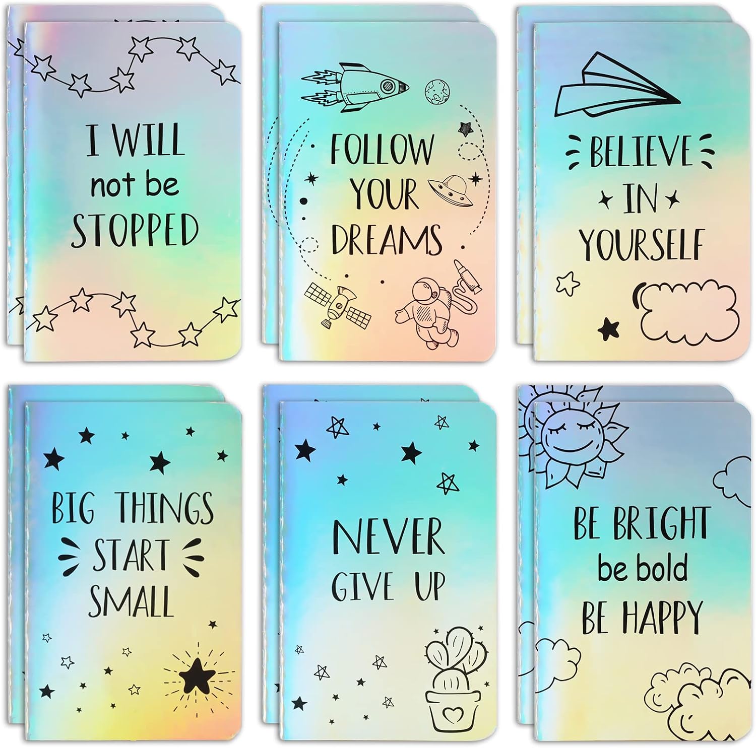 Amazon.com : Whaline 12 Pack Holographic Inspirational Notepads Mini ...