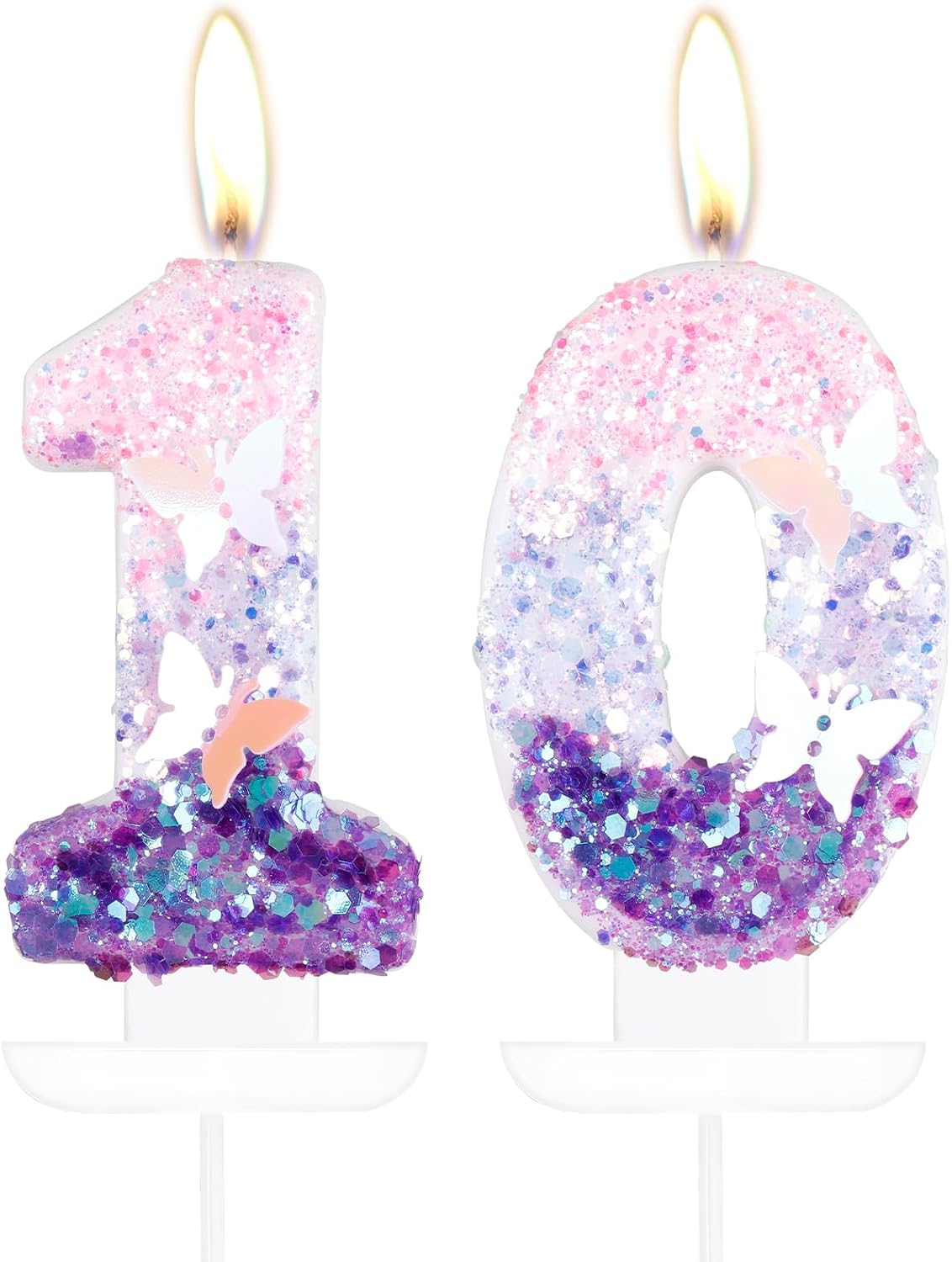 Amazon.com: iNINGER Birthday Number 10 Candle,Butterfly 10th Birthday ...