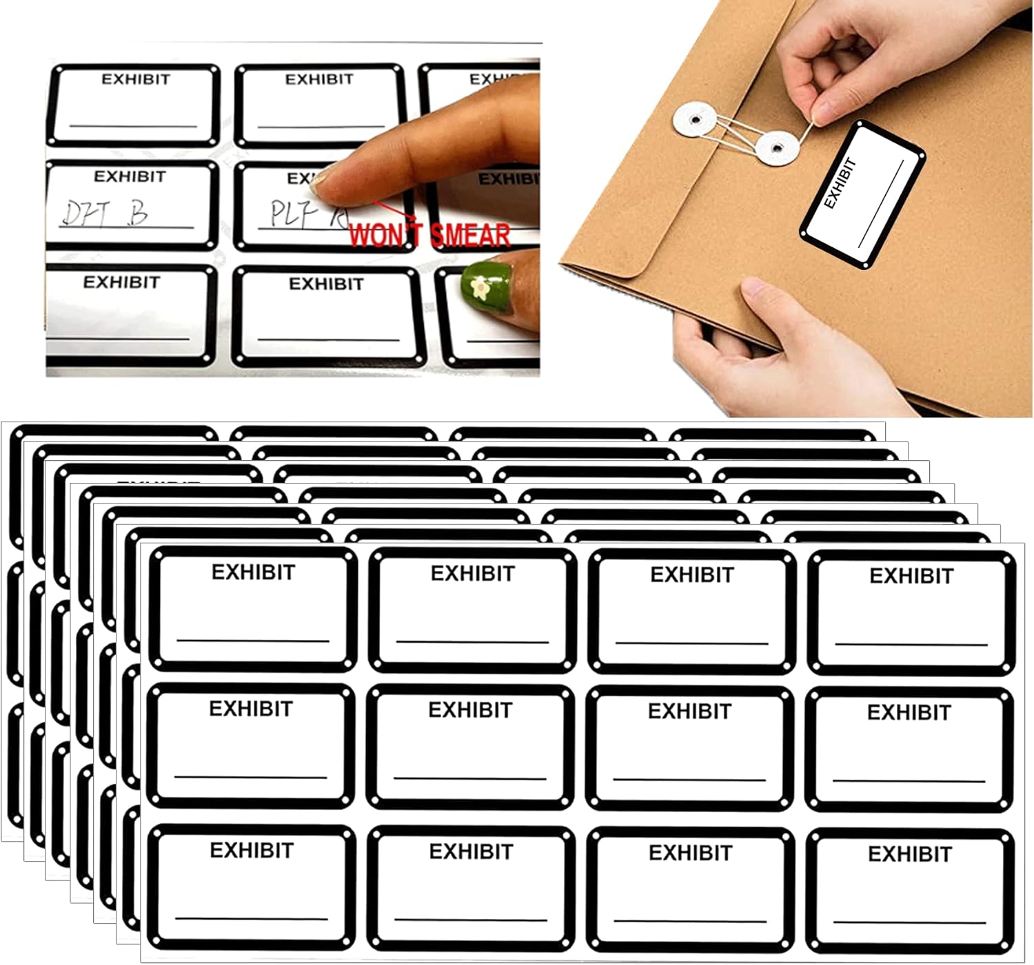 Amazon.com : White Legal Exhibit Stickers 1.65 X 1 Inch-Blank File ...