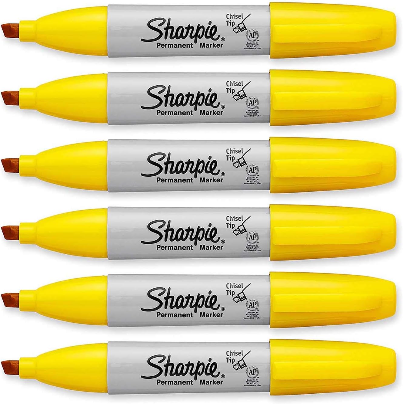 Amazon.com : Sharpie Permanent Markers, Chisel Tip, 6-Count (Yellow ...