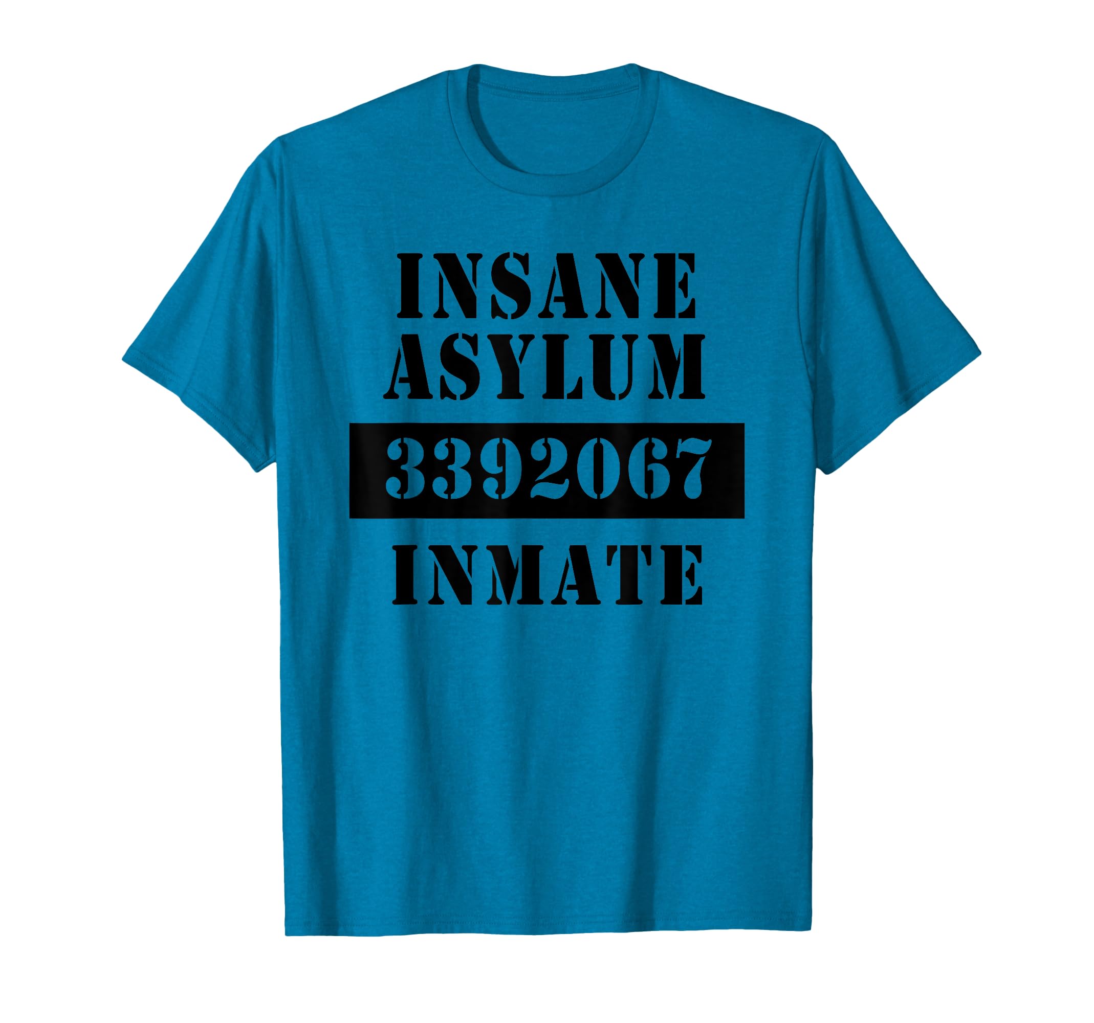 Amazon.com: INSANE ASYLUM Tshirt INMATE Halloween Costume T-Shirt ...