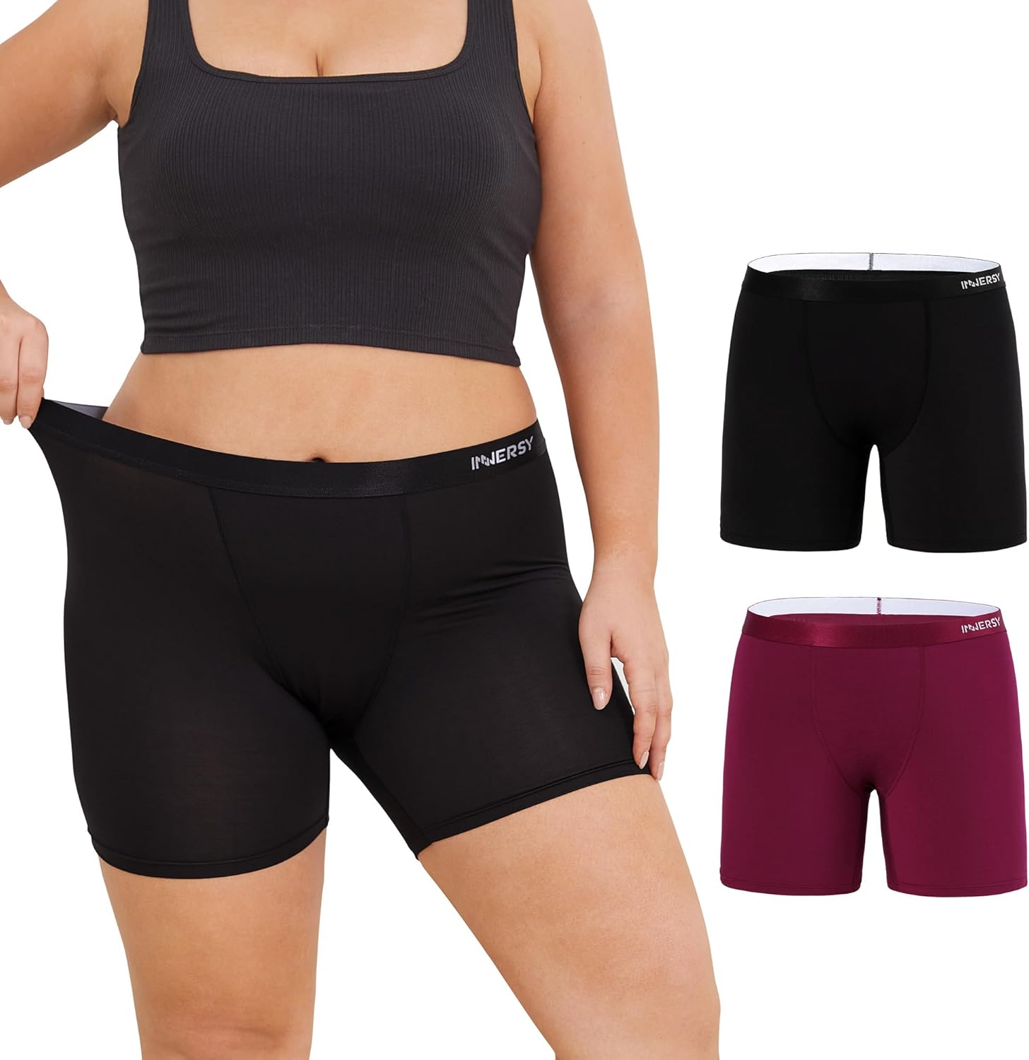 INNERSY Women's Modal Plus Size 5" Boxer Underwear Anti Chafing ...
