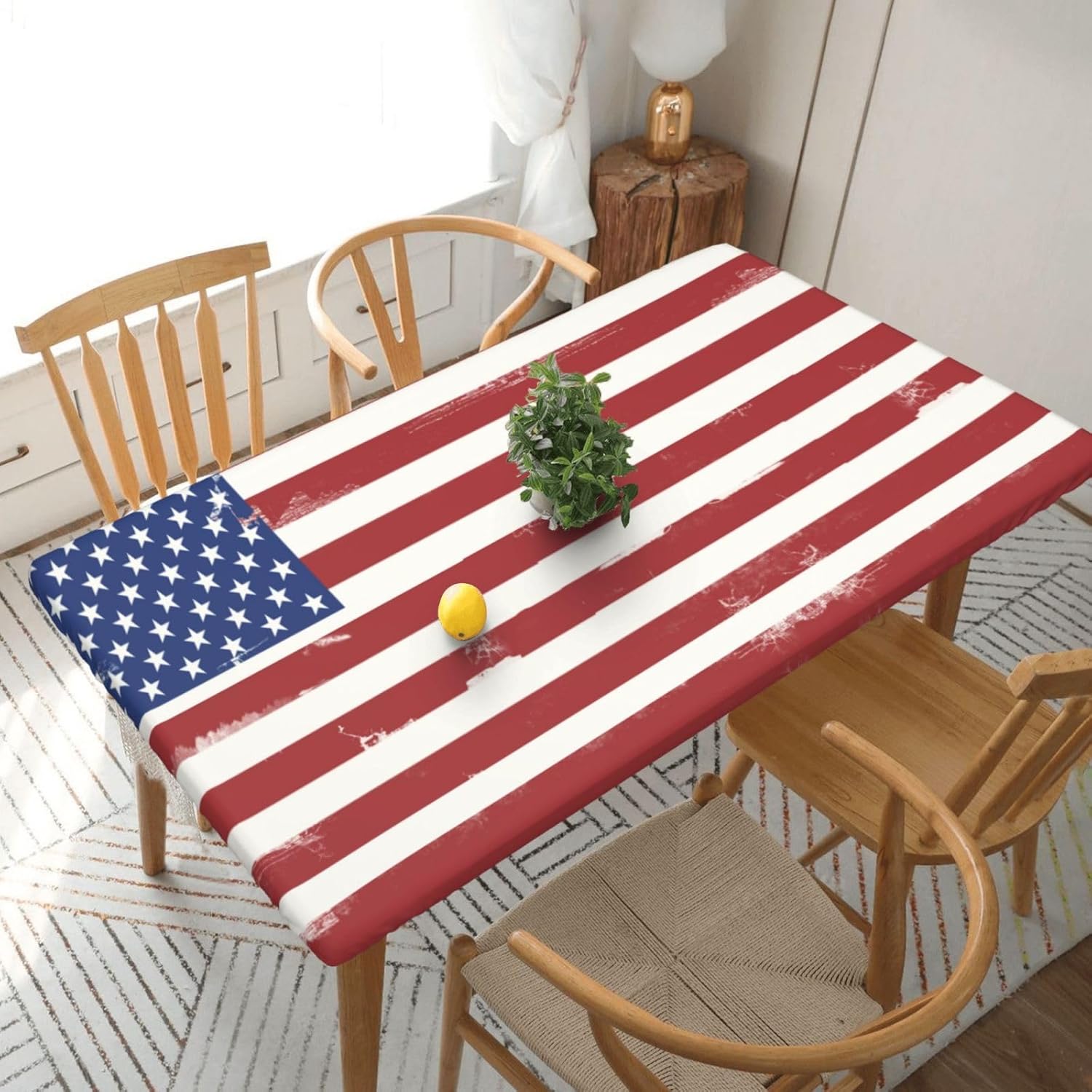 Amazon.com: JOSKAA Fitted Tablecloths for 4Ft Rectangle Table, American ...