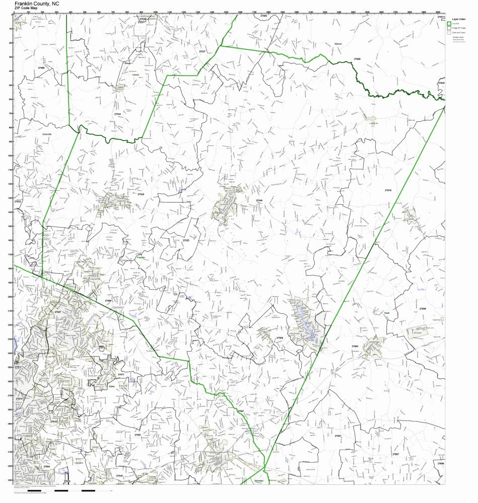Amazon.com : Franklin County, North Carolina NC ZIP Code Map Not ...