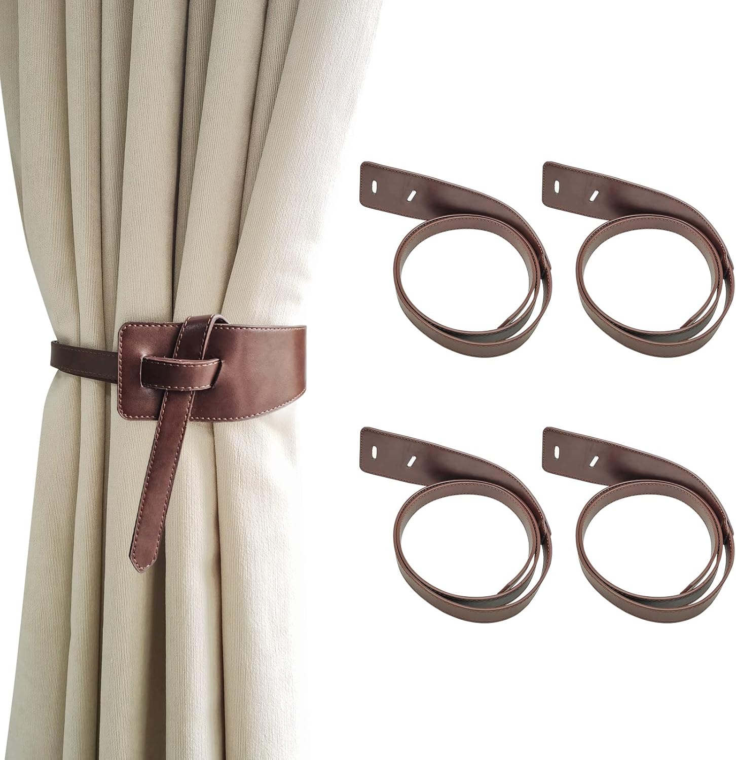 Amazon.com: Leather Curtain Tie Backs, 4 Piece Minimalist Leather ...