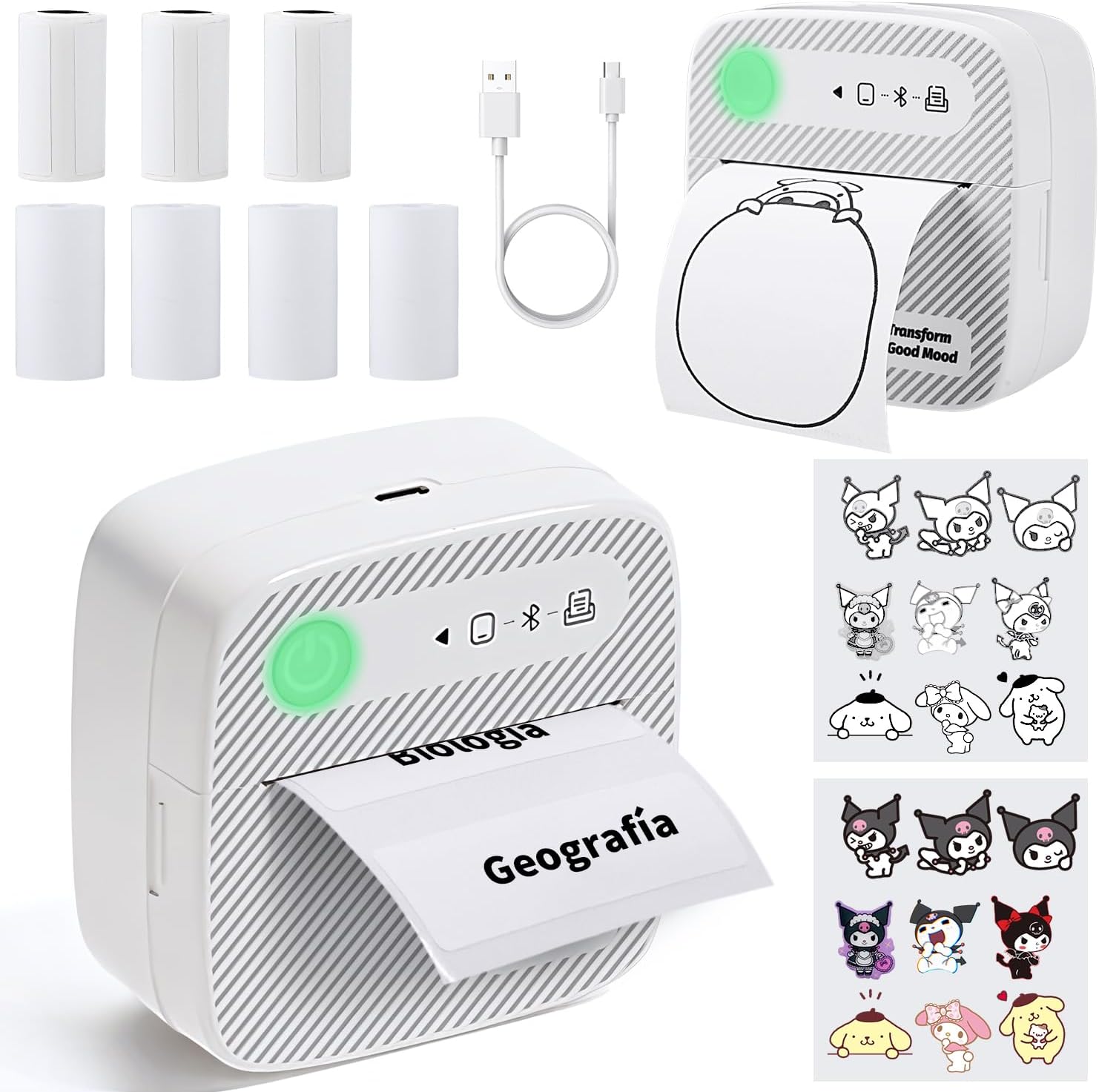 vretti Mini Imprimante Printer 300DPI, Imprimante Thermique Petite ...