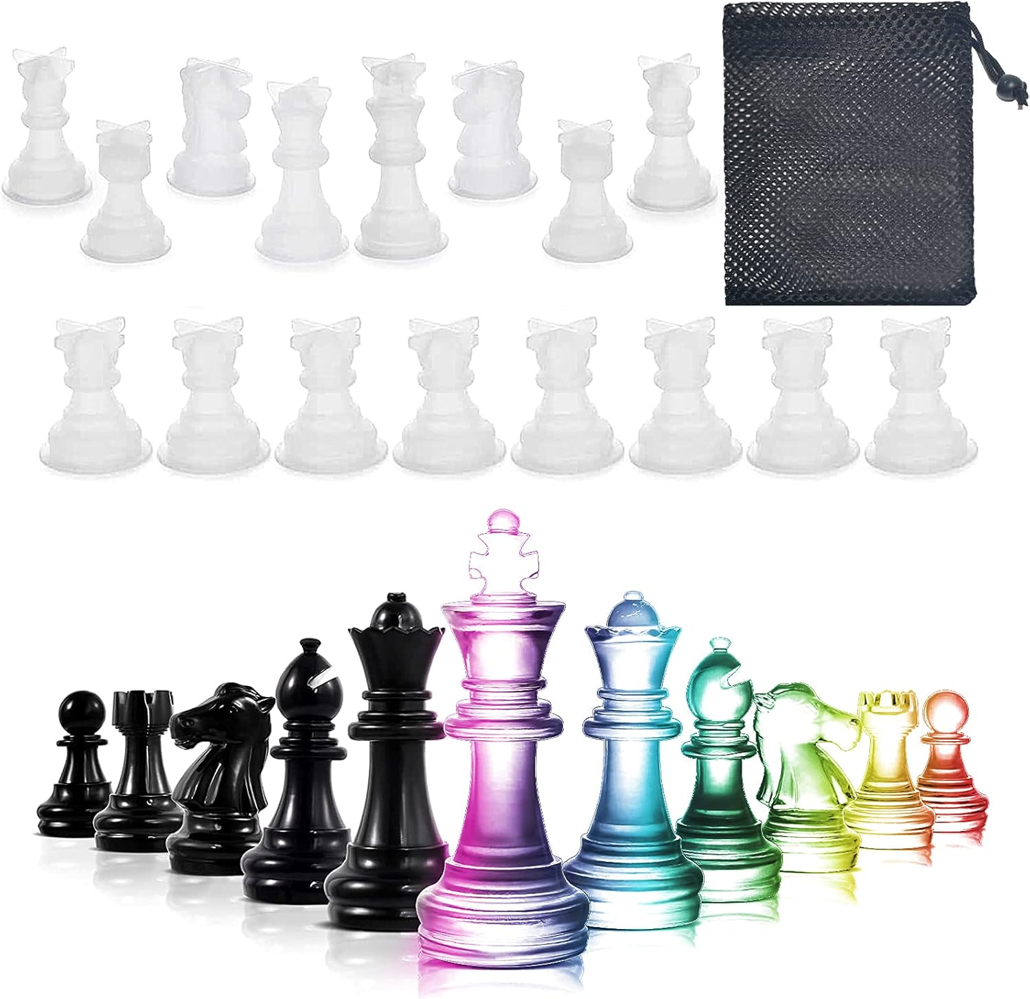 Amazon.com: Chess Resin Silicone Mold, Upgrade 3D 16 Pieces Chess Mold ...
