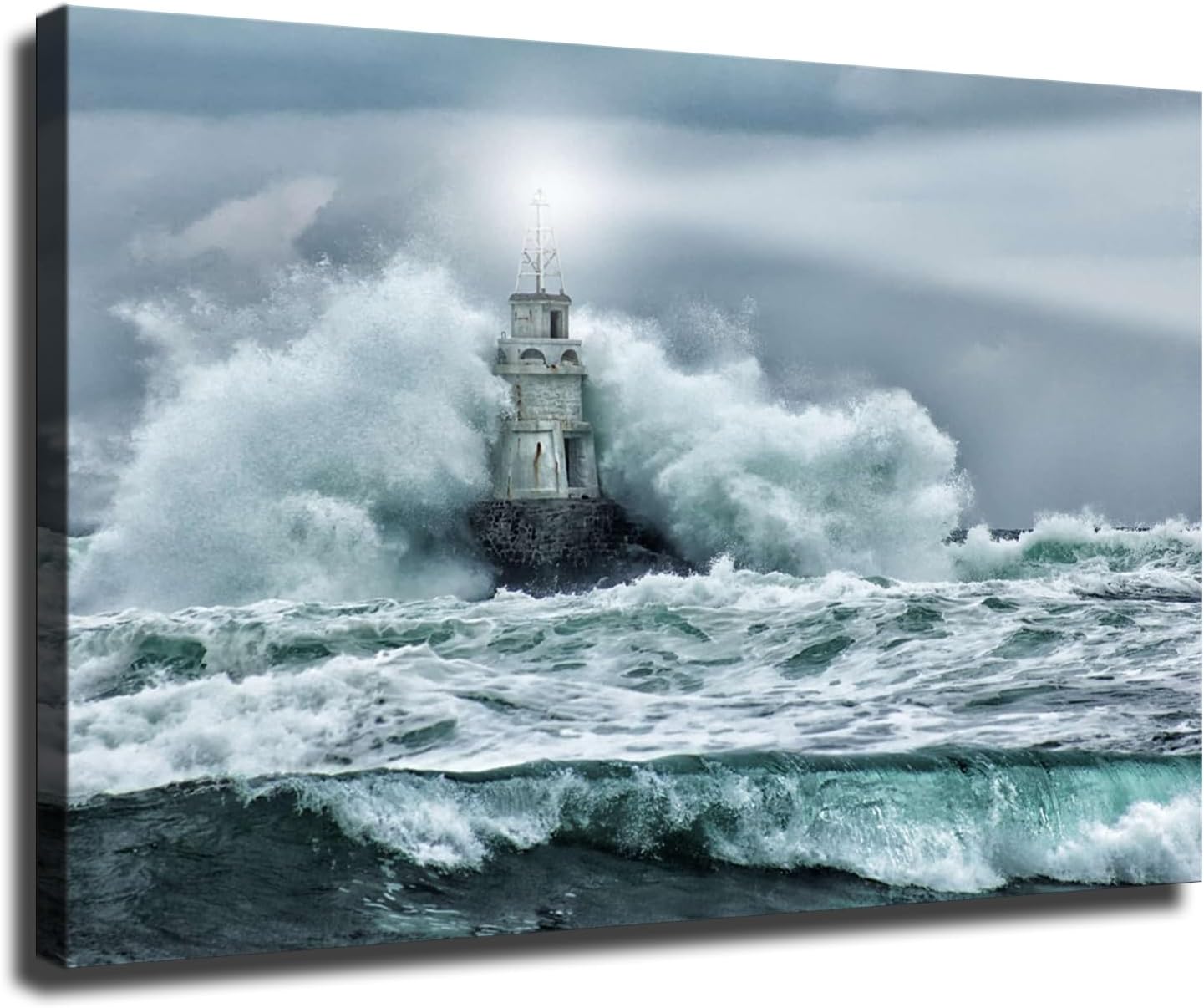 Amazon.com: AdaNti Lighthouse In Roaring Ocean Waves Poster Canvas ...