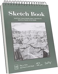 Amazon.com: SuFly Sketch Book 9x12, Drawing Paper Pad-68lb/100gsm, Top ...