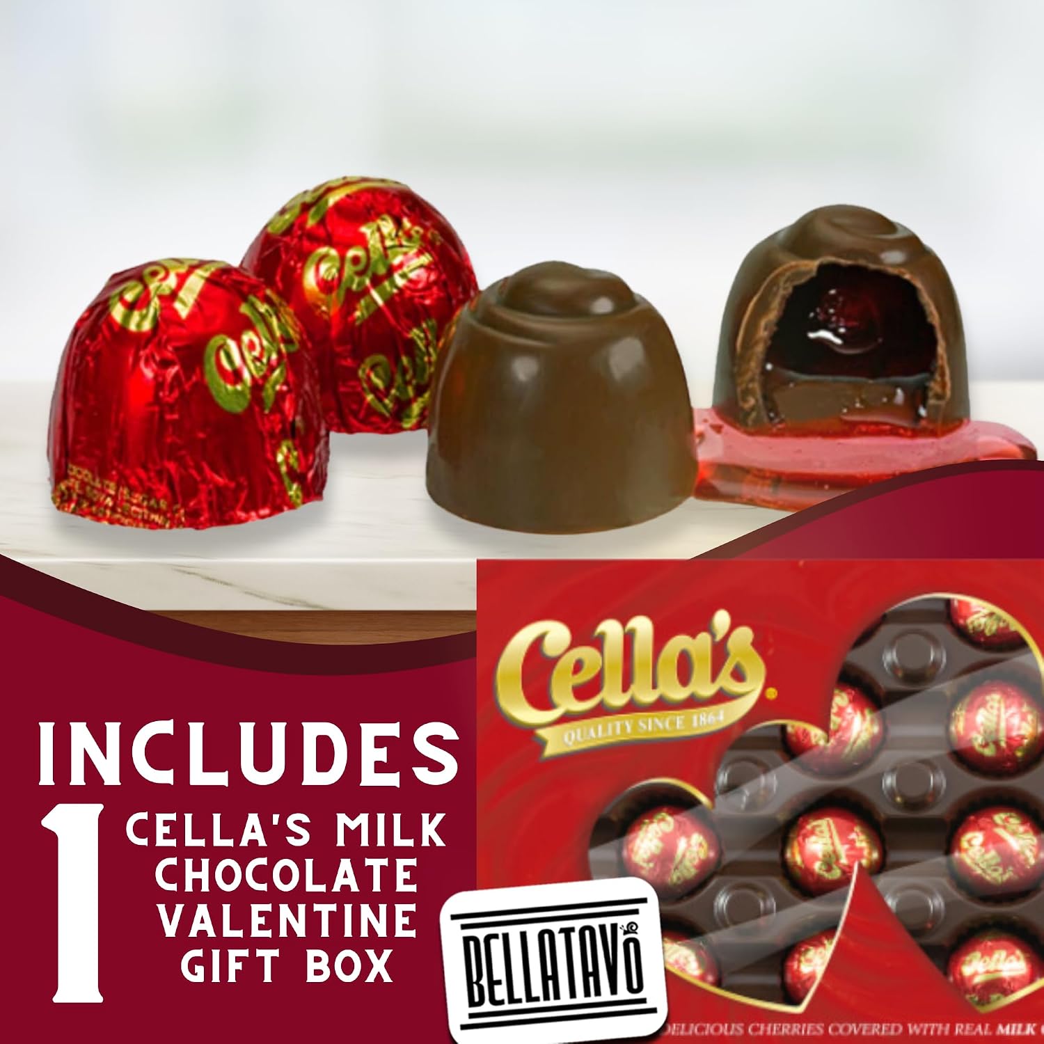 Paquete de cerezas cubiertas de chocolate con leche. Incluye una caja ...