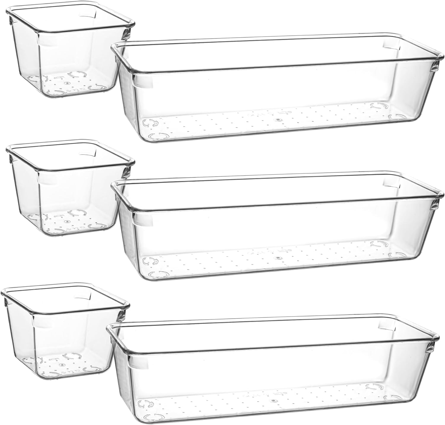 Amazon.com: Edsjegn 6Pcs Clear Drawer Organizers, 2-Size Plastic ...