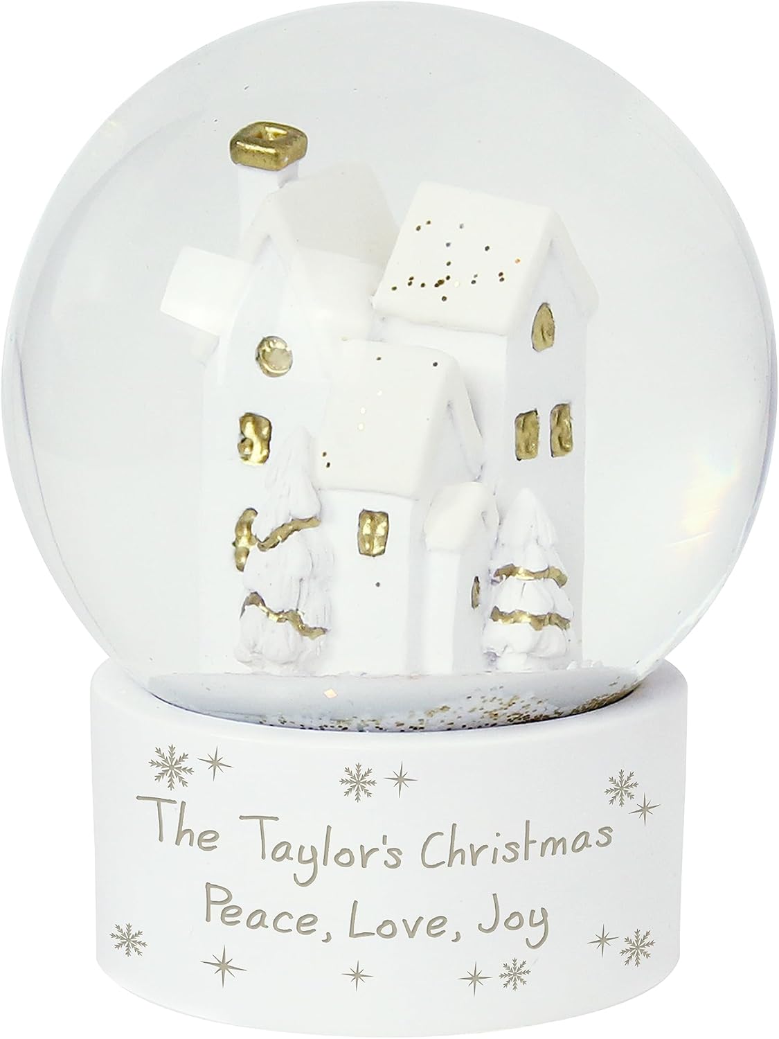 Personalised Message Village Glitter Christmas Ornamental Snow Globe ...