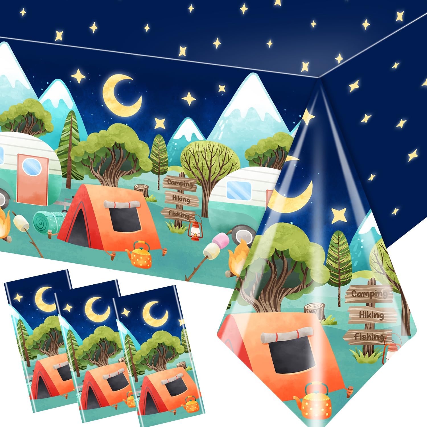 Amazon.com: Pymurod Camping Birthday Decorations-3Pcs Camping Birthday ...