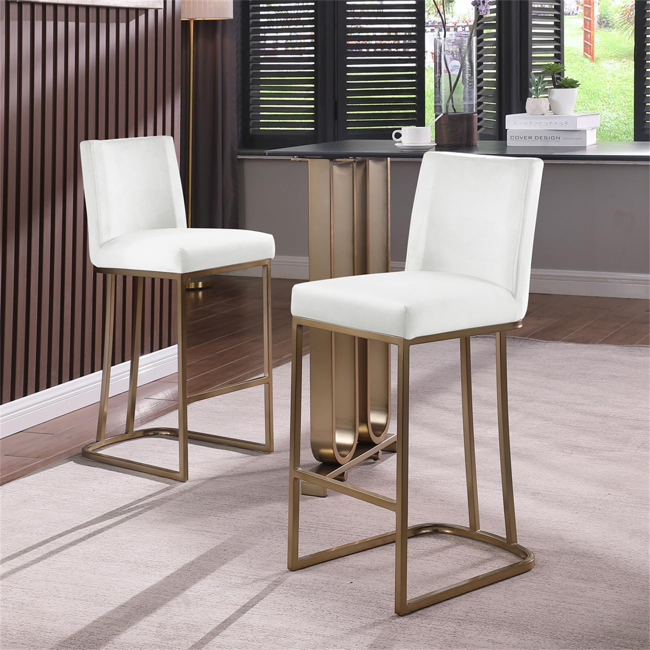 Amazon.com: 26" Bar Stools Set of 2, Counter Height Bar Chairs with ...