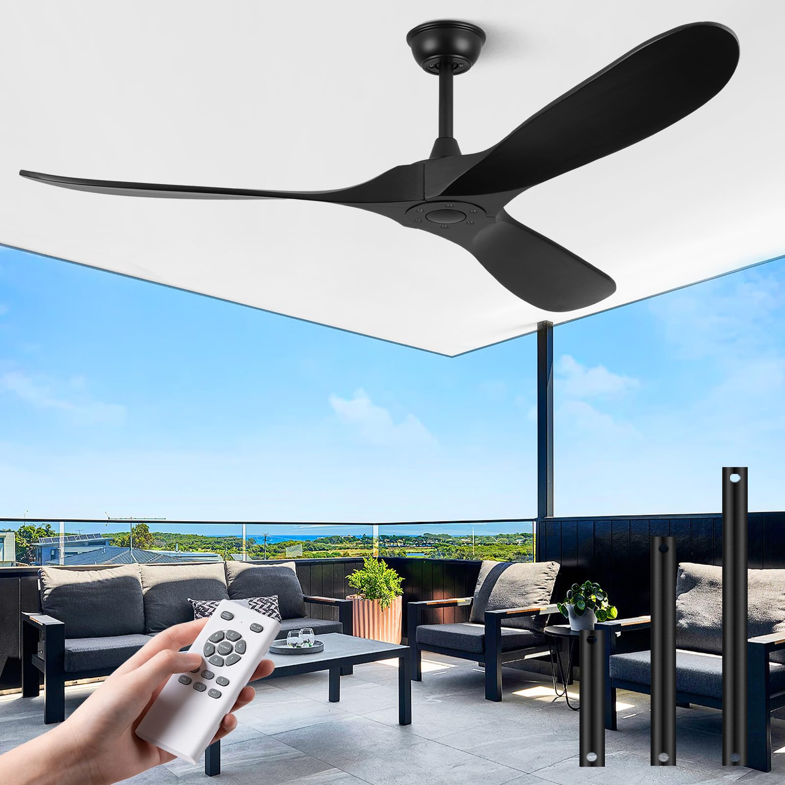 Snapklik.com : ABZ Ceiling Fans Without Lights - 60 Inch Ceiling Fan No ...