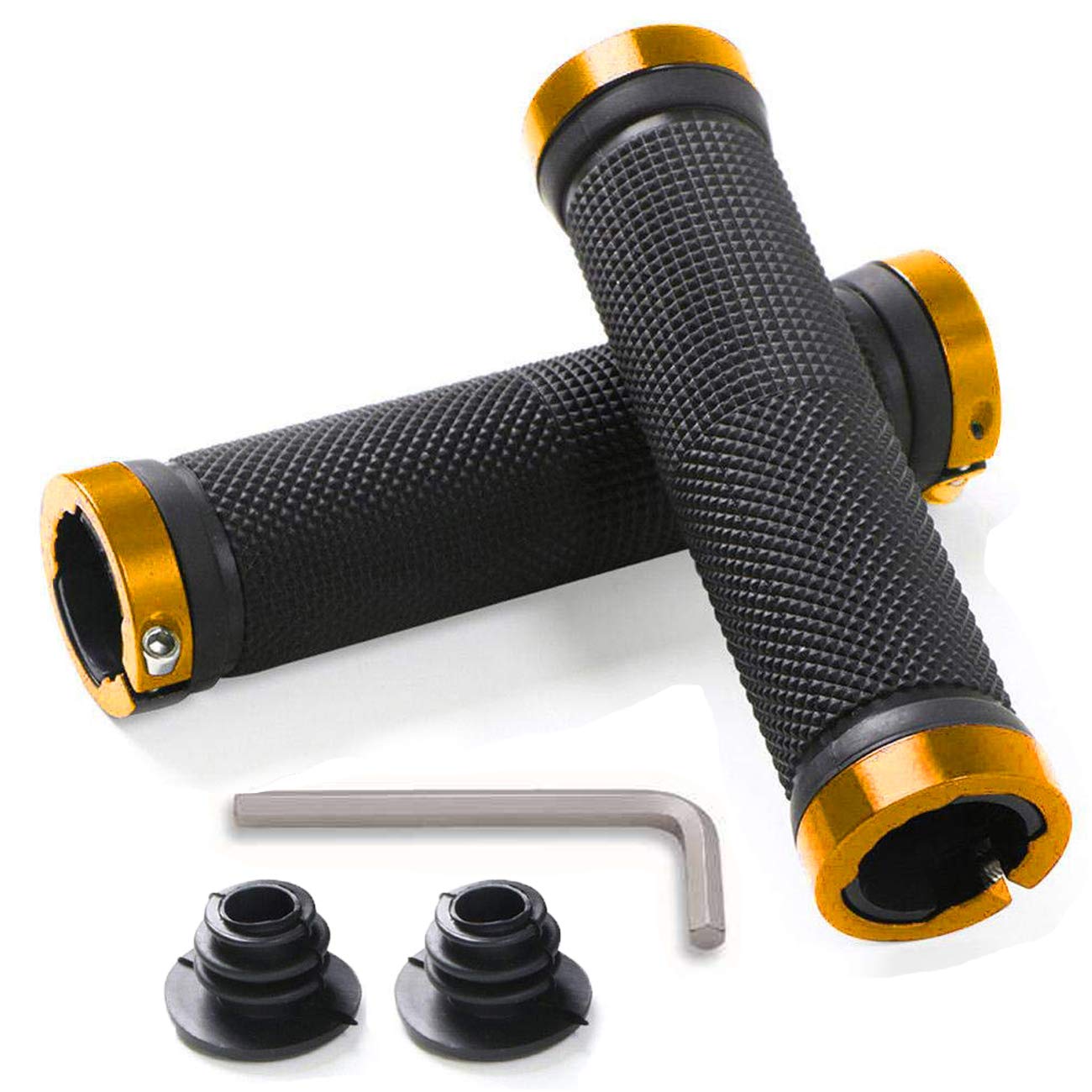 Bike Handlebar Grips,1 pair Cycling Grips With Aluminum Double Lock on ...