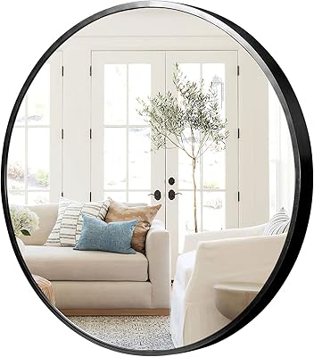 Amazon.com: SONGMICS Round Mirror, Bathroom Mirror for Wall, 16 Inches ...