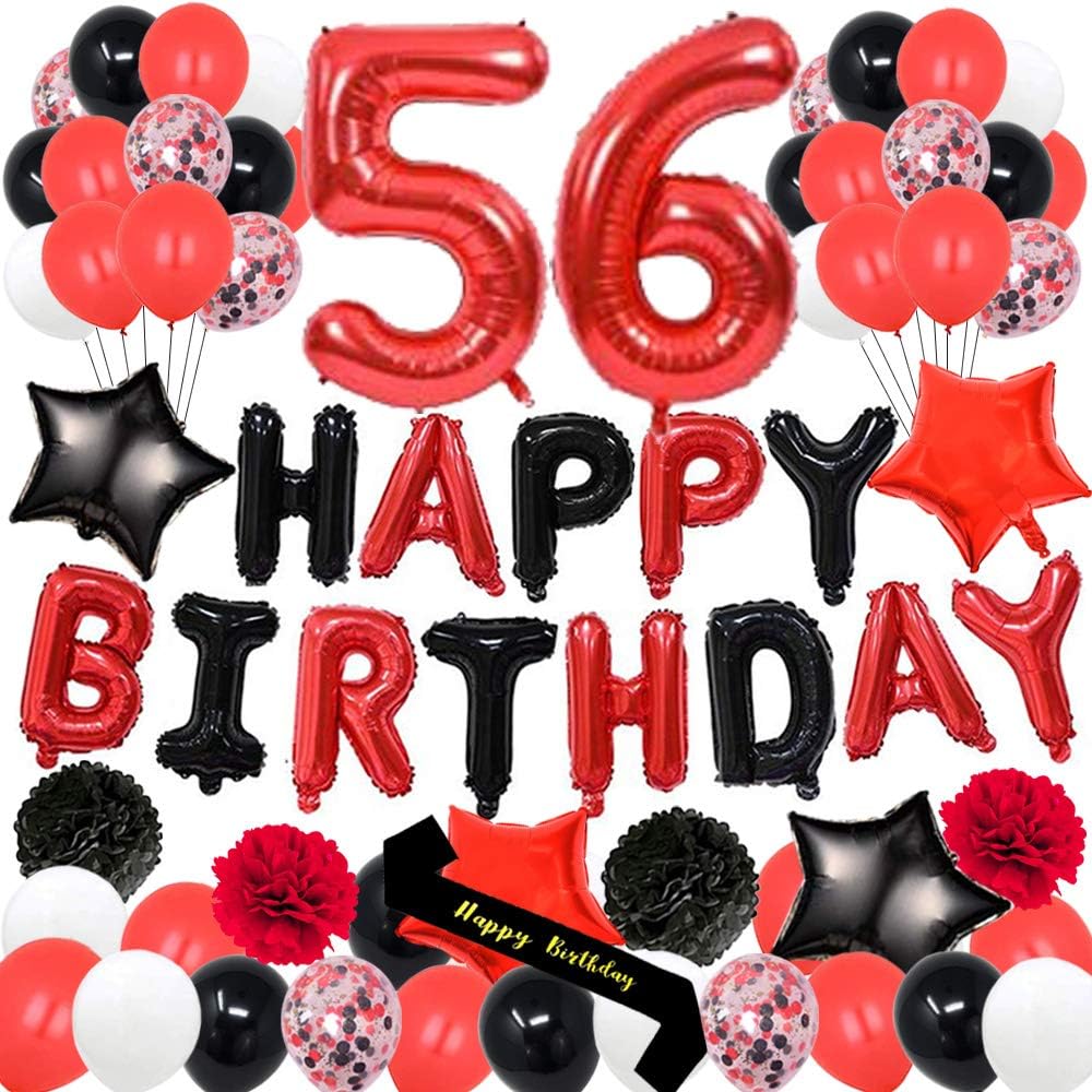 Amazon.com: yujiaonly 56th Birthday Party Decorations-Happy Birthday ...