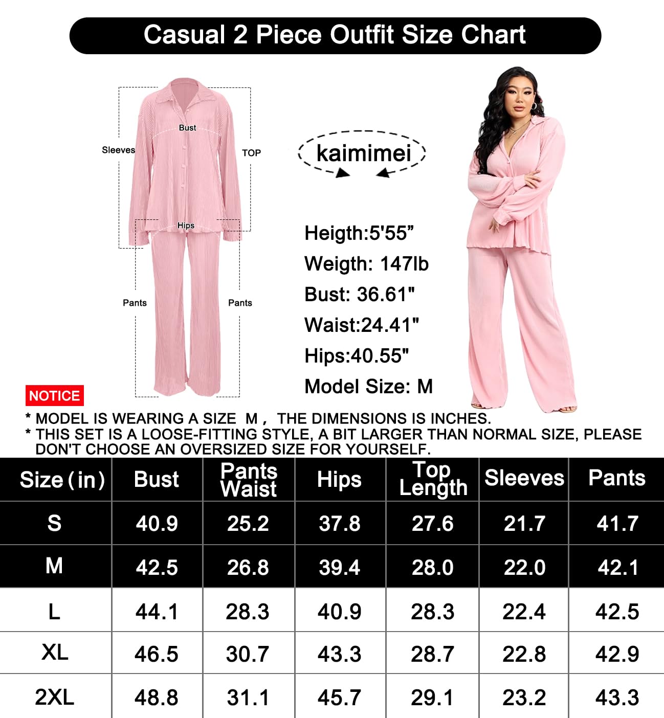 kaimimei Casual 2 Piece Outfit for Women - Linen Long Sleeve Button Down Shirt + Flare Pleated ...