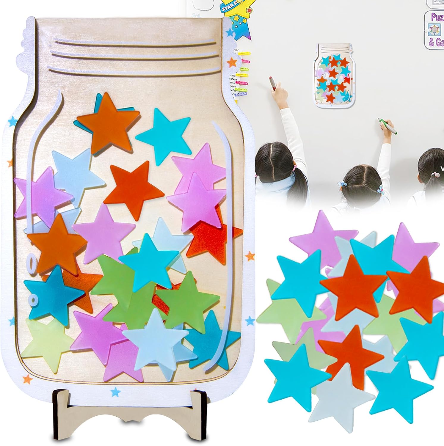 Amazon.com : Magnetic Reward Jar, Magnetic Star Jar Reward System ...