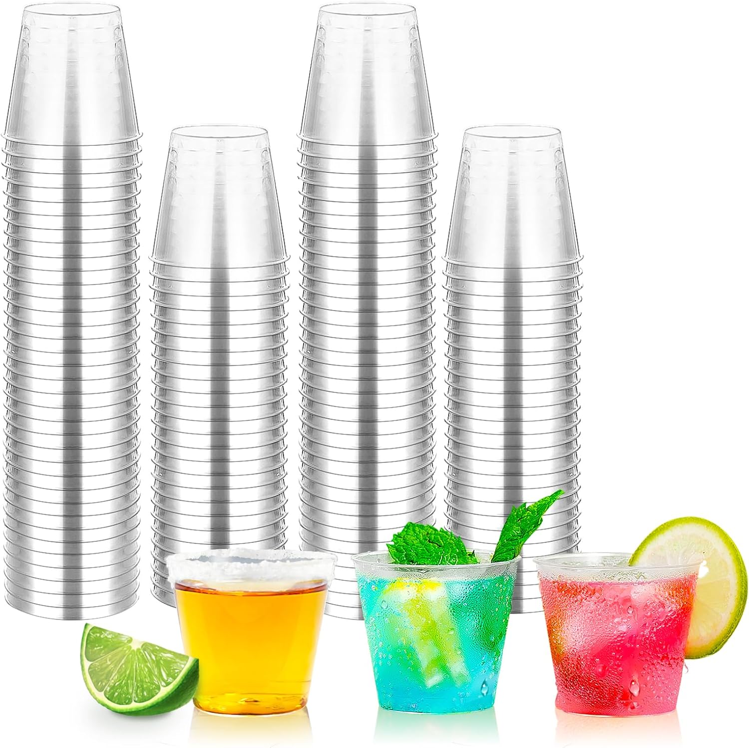 Amazon.com: Shot Glasses,100Counts 1OZ. Plastic Shot Glasses, Clear ...