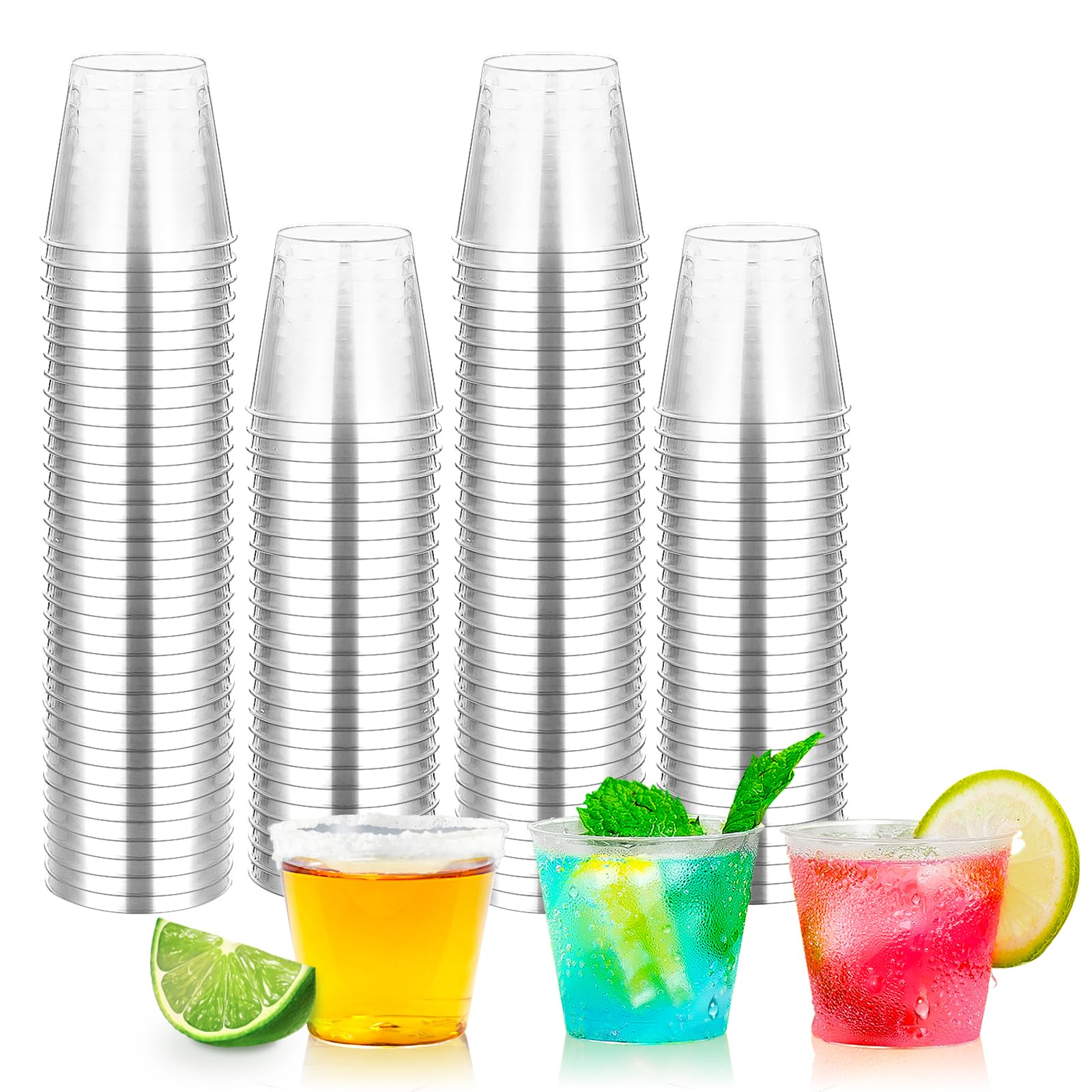 Amazon.com: Shot Glasses,100Counts 1OZ. Plastic Shot Glasses, Clear ...
