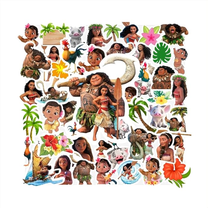 Amazon.com: 88pcs Moana Stickers for Water Bottles Birthday Party ...