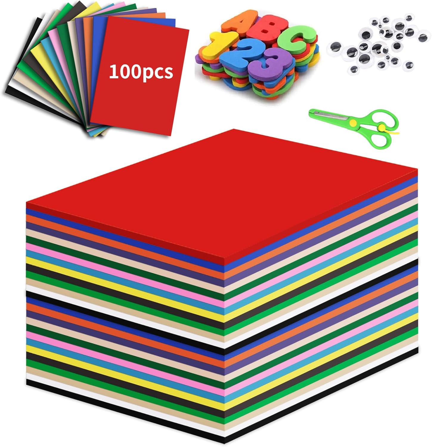 Amazon.com: Zzrywuty 100 Pack EVA Craft Foam Sheets 5.5x8.5 Inch Color ...