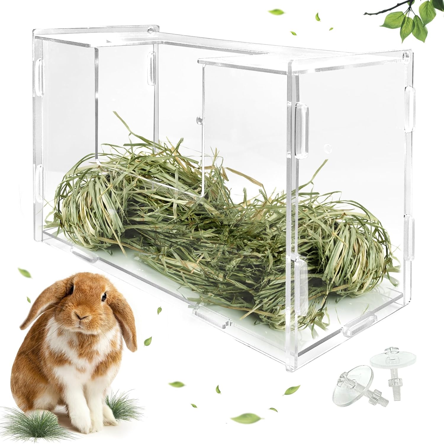 Amazon.com : UCANVIN Rabbit Hay Feeder with Lid,Hanging Food Dispenser ...