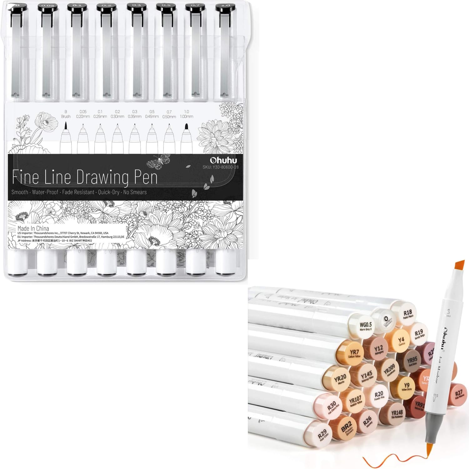 Ohuhufineliner Pens 8 Sizes Micro Pens Pigment Black Ink Waterproof ...