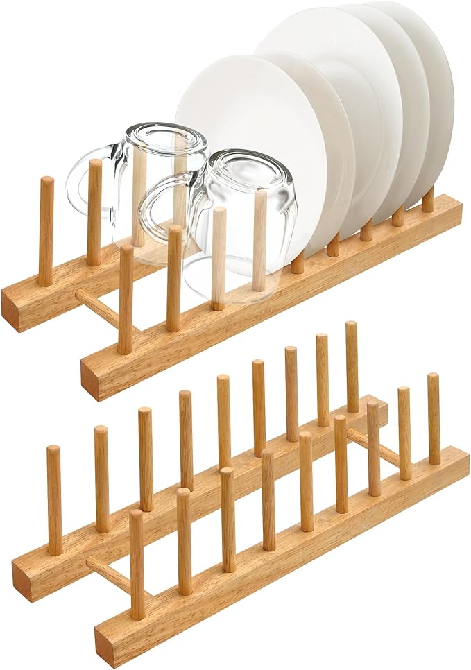 Amazon.com - ILOT Solid Wood Kitchen Dish Drying Rack Plate Organizer ...