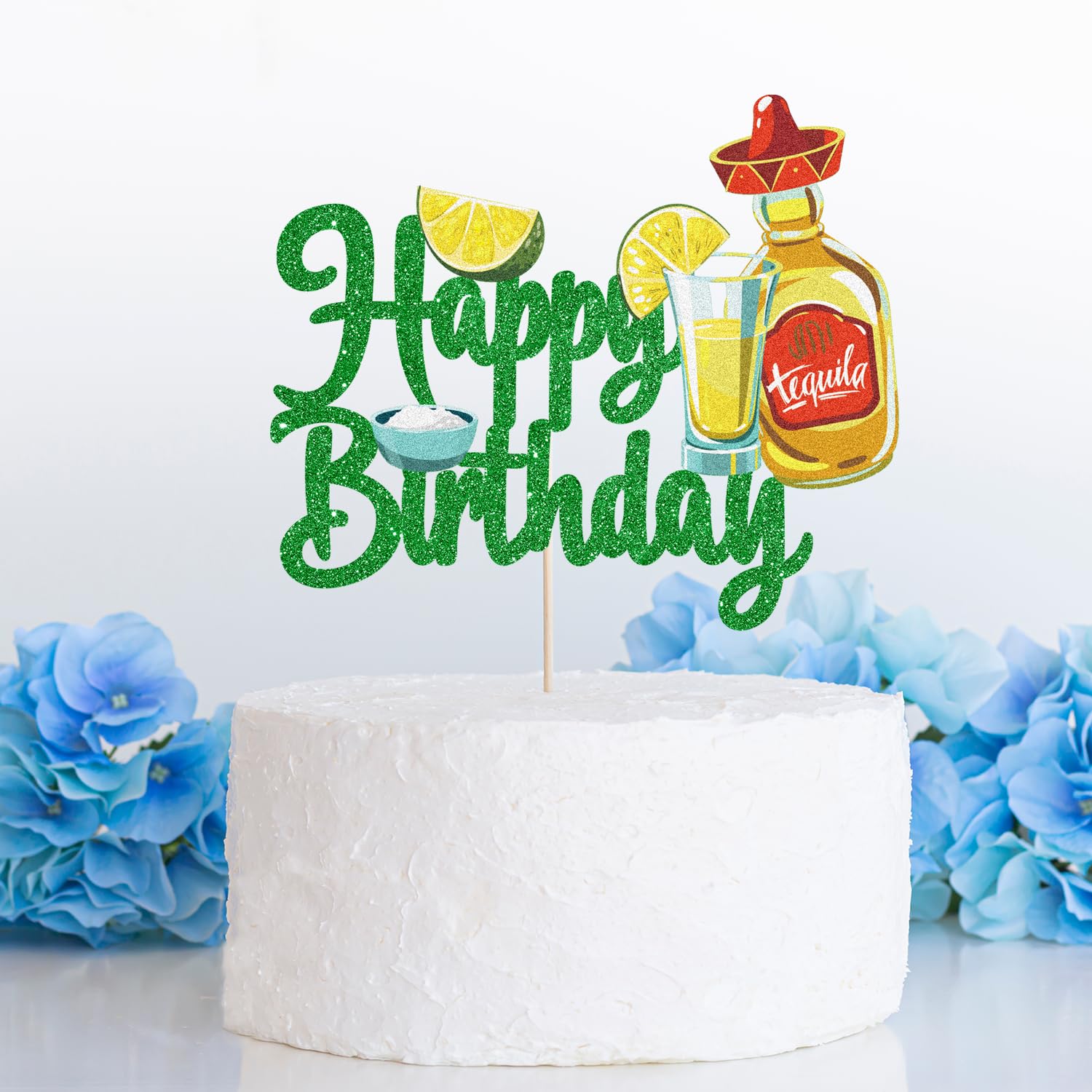Snapklik.com : Tequila Happy Birthday - Green Glitter Cocktail Cake ...