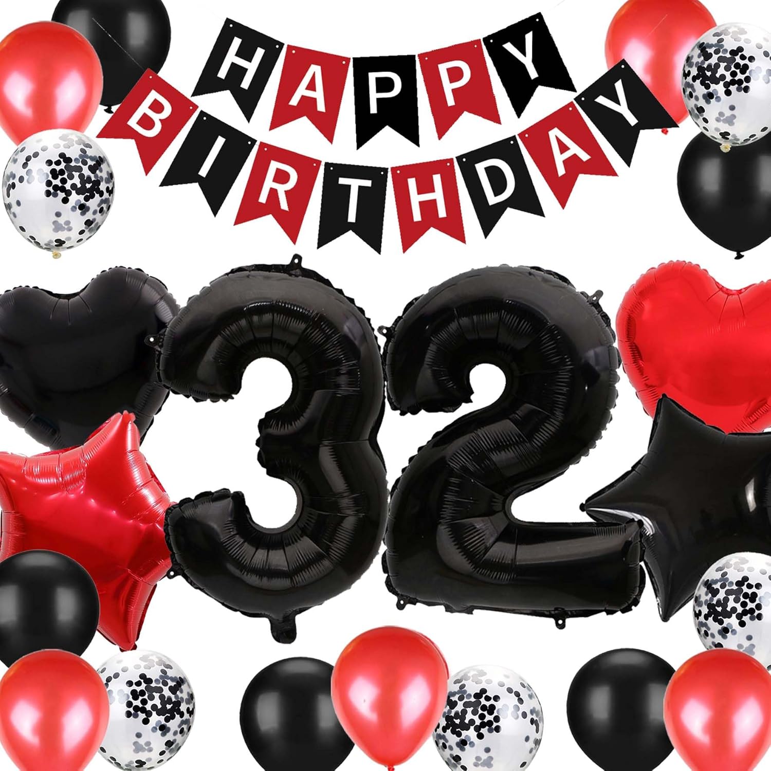 Amazon.com: 32nd Birthday Party Decoration, Happy 32 Birthday Banner ...