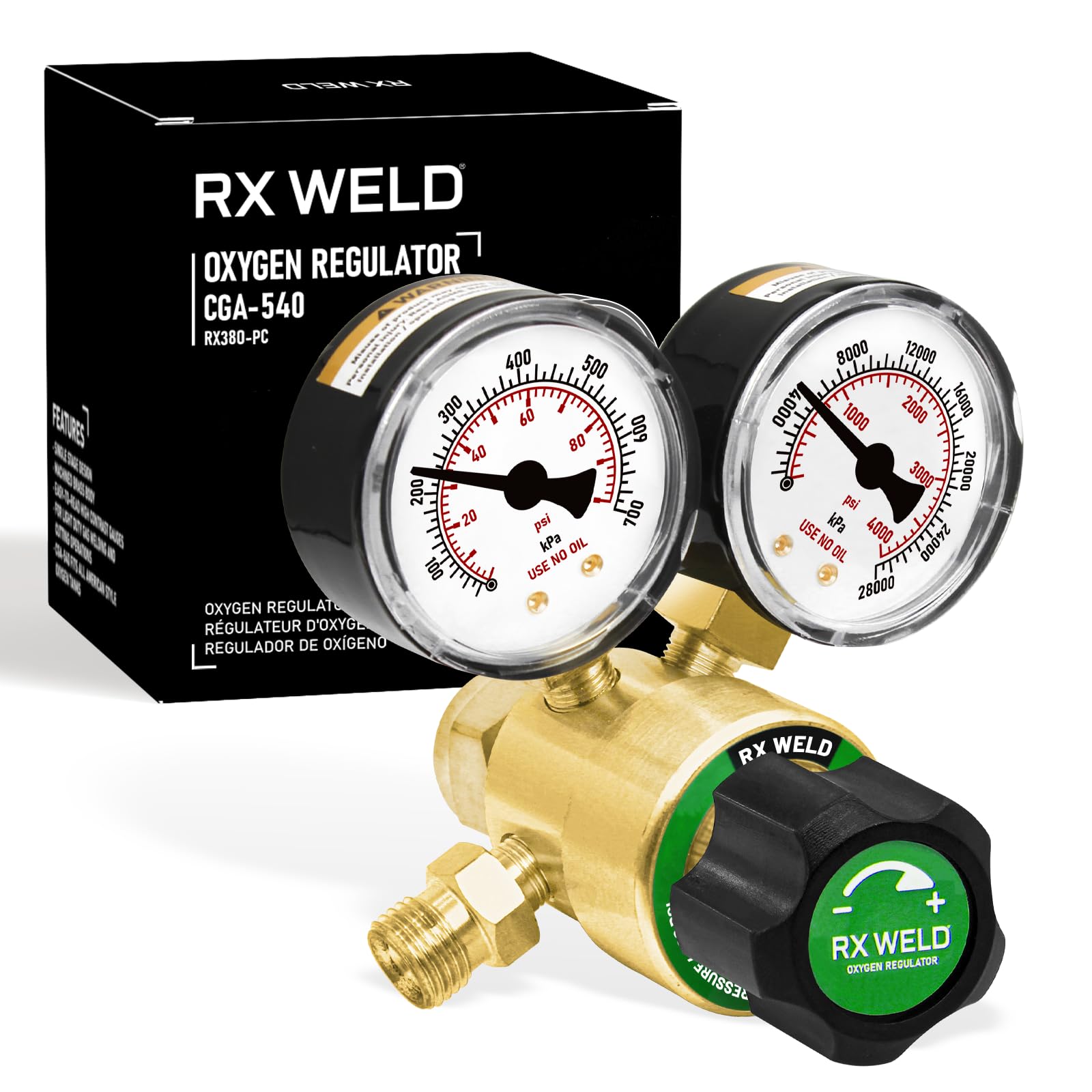 Snapklik.com : RX WELD Oxygen Regulator Welding Gas Gauges CGA 540 ...