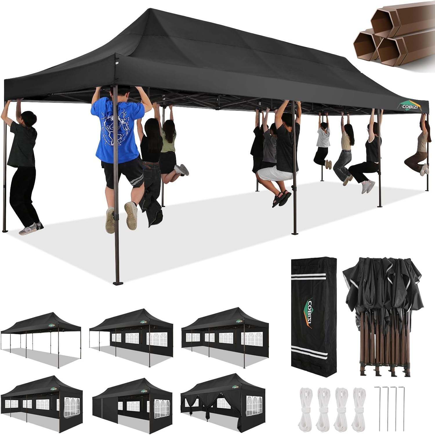Amazon.com : COBIZI 10x30 Pop Up Canopy Tent Heavy Duty with 8 ...