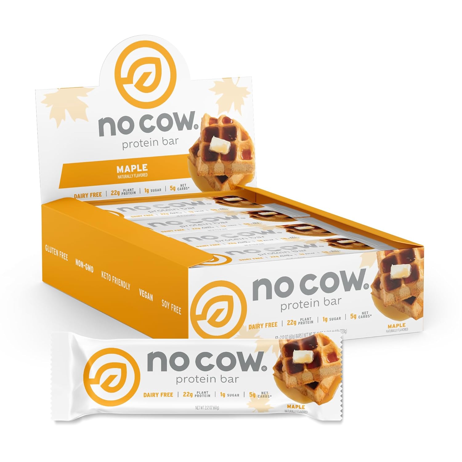 Amazon.com : No Cow High Protein Bars, Maple - Healthy Snacks, 20g ...